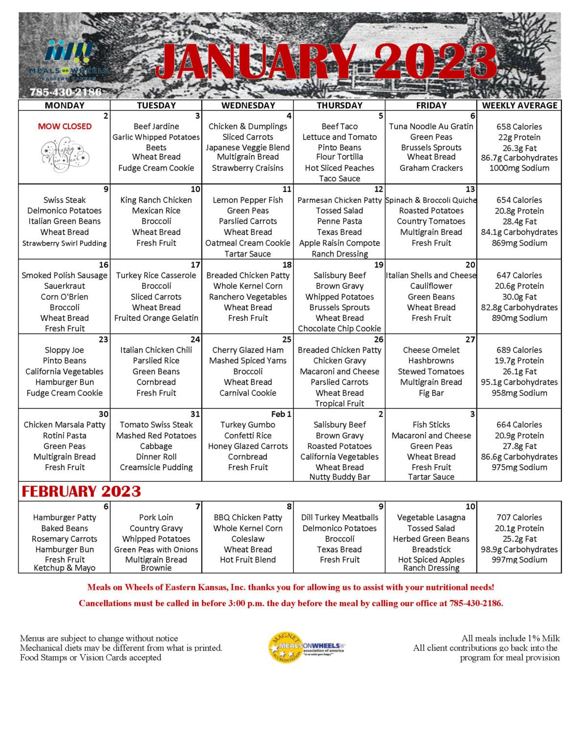 Meals on Wheels Menu | Midland Care Connection, Inc.